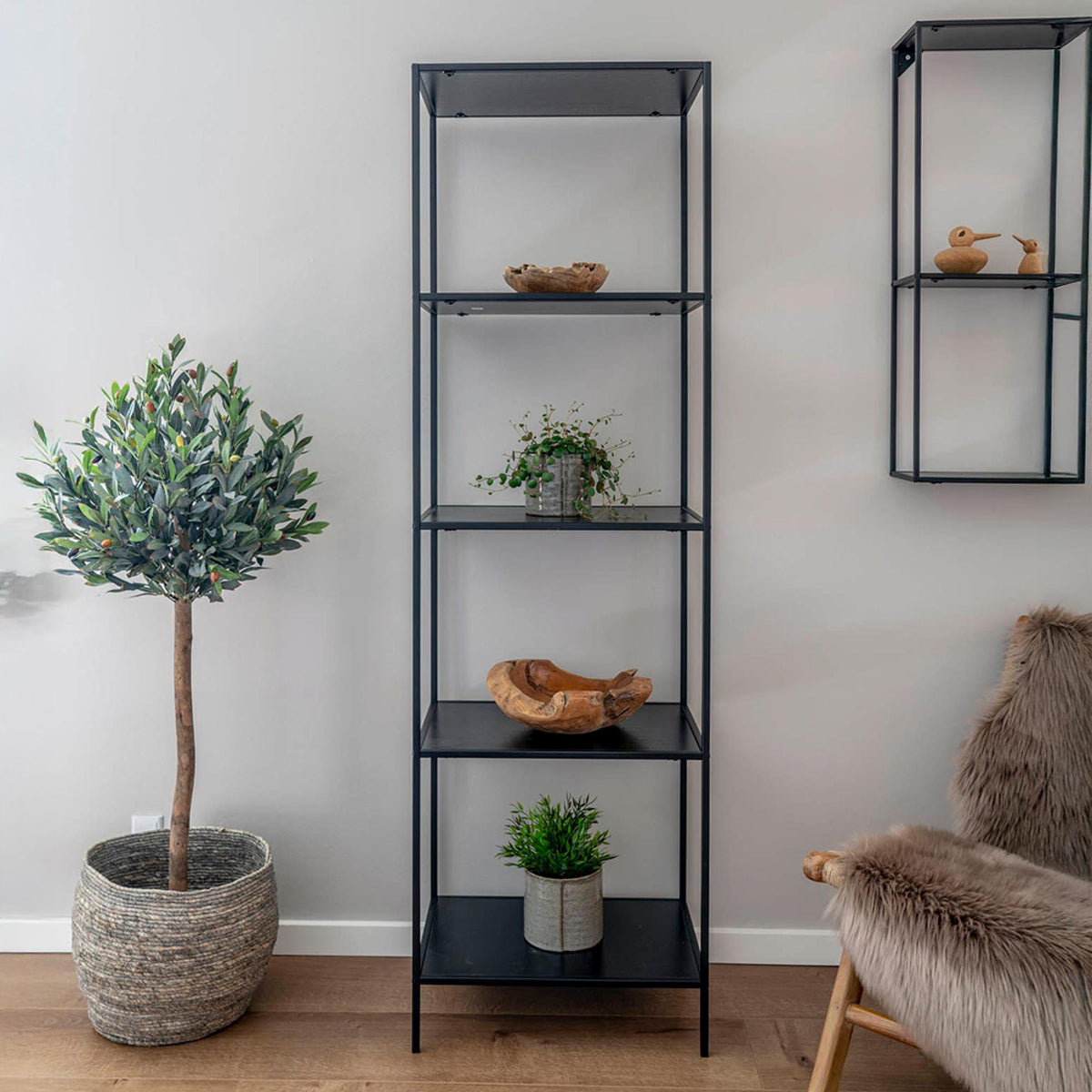 Buy Vita Black Melamine Tall Open Shelving Unit | UD UK – Urban Deco UK